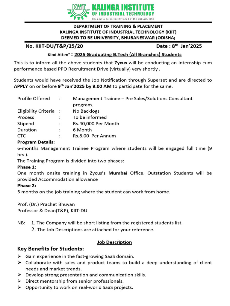 Registration For Zycus Recruitment Drive - 2025 Graduating Batch | PDF | Business