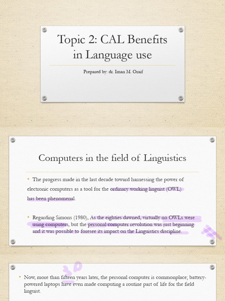 CAL Benefits for Linguists' Software | PDF | Multilingualism | Linguistics