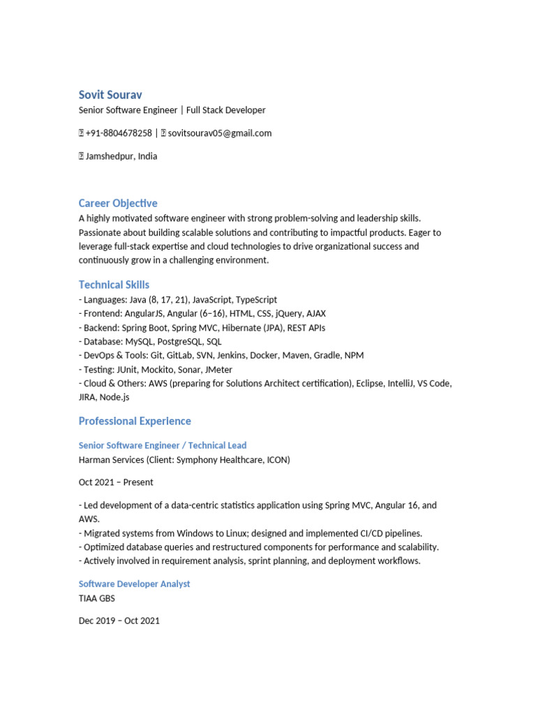 Sovit Sourav Resume Updated | PDF | Angular Js | Systems Engineering