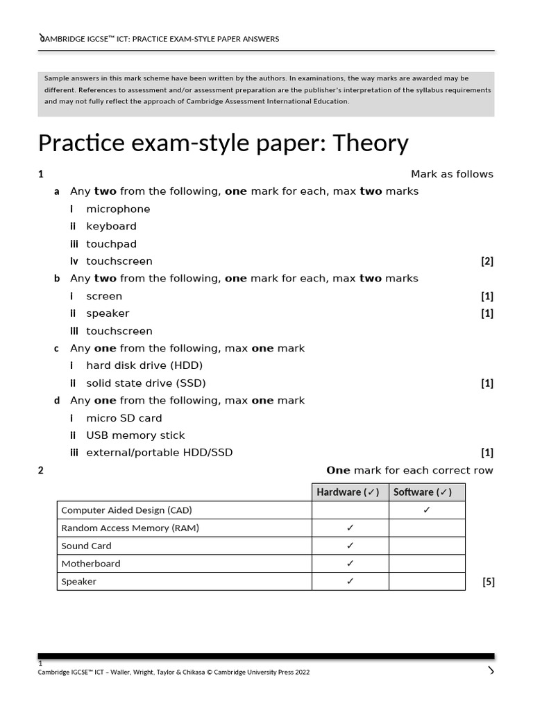 Igcse Ict 3ed TR Practice Paper Answers | PDF | Hyperlink | Computer Virus