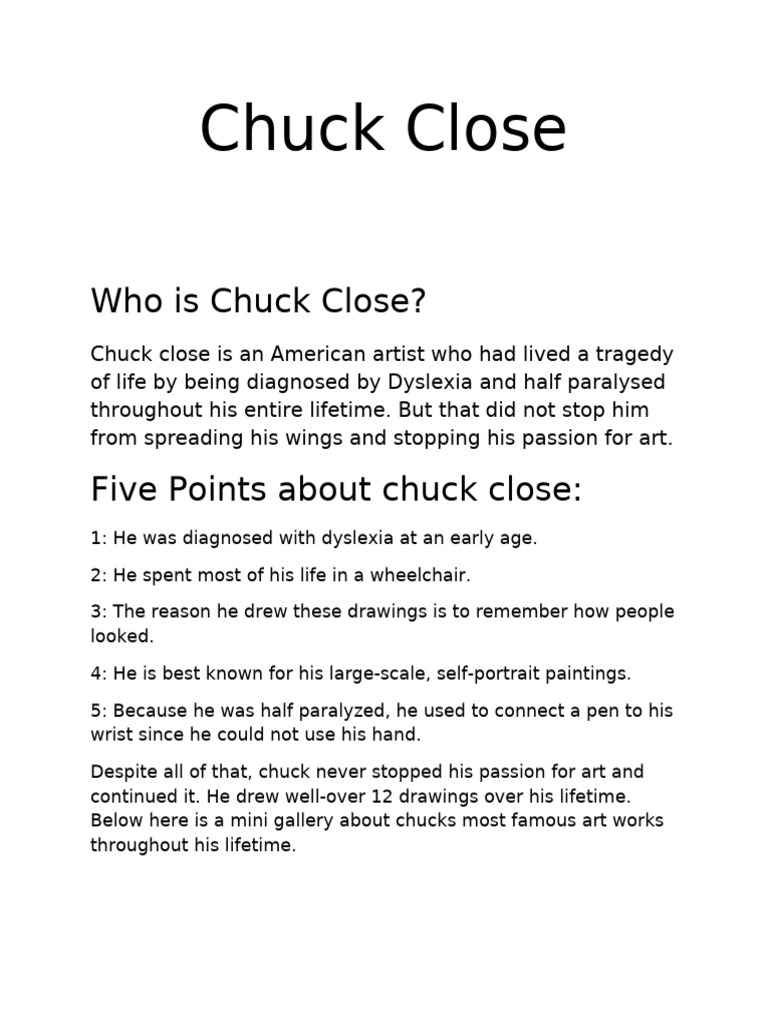 American Artist Chuck Close-2 | PDF