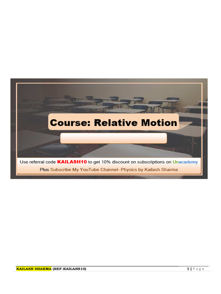 04 Relative Motion Student Copy With Ans - New - 18!05!2021 - Updated | PDF | Lift (Force ...