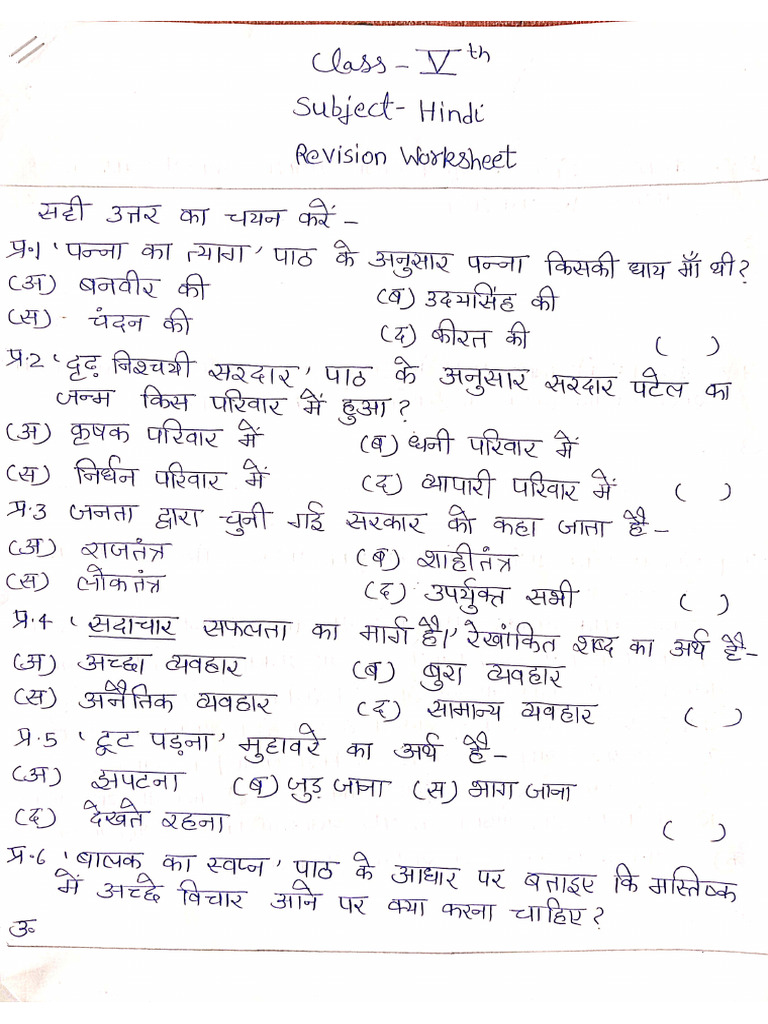5th Hindi | PDF