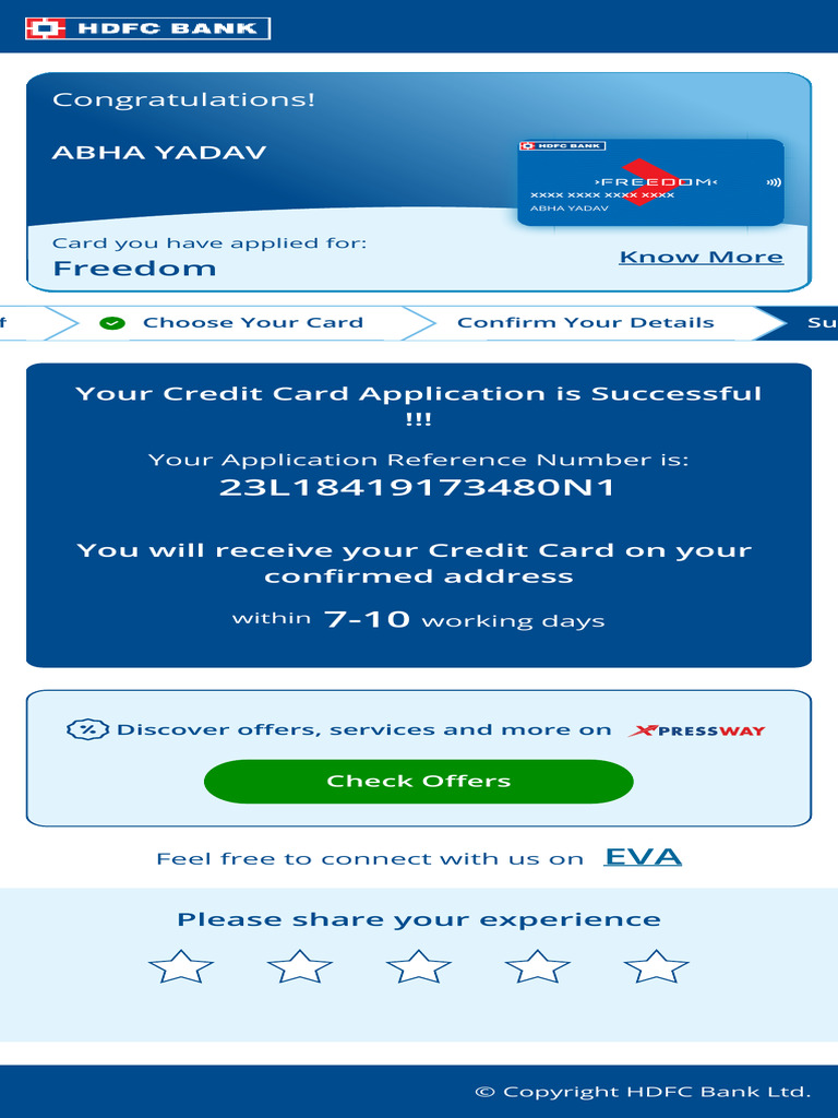 Apply Online For A Pre-Approved Credit Card HDFC Bank | PDF