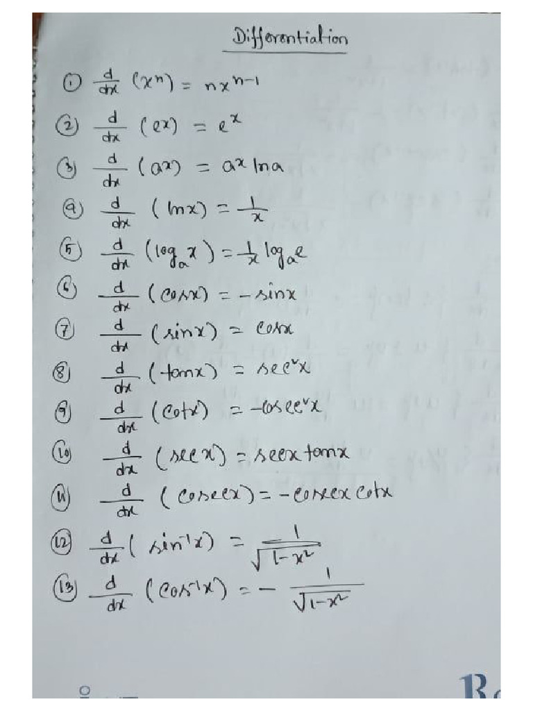 (Differentiation) Basic Formulas | PDF