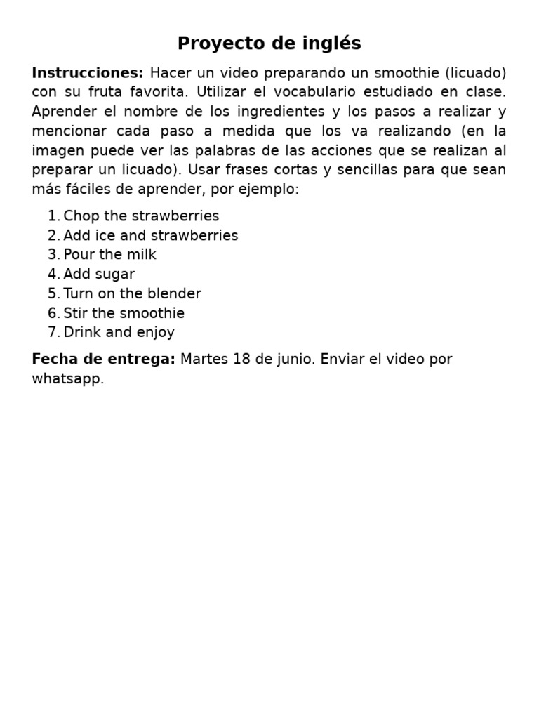 Proyecto de Inglés 6 Años | PDF
