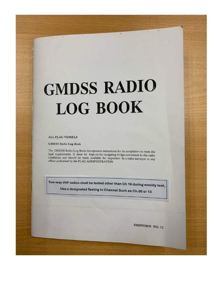 Reminder Note Gmdss LogBook | PDF