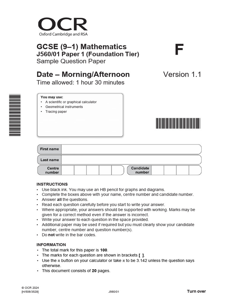 Foundation Tier Sample Assessment Materials | PDF | Mathematics