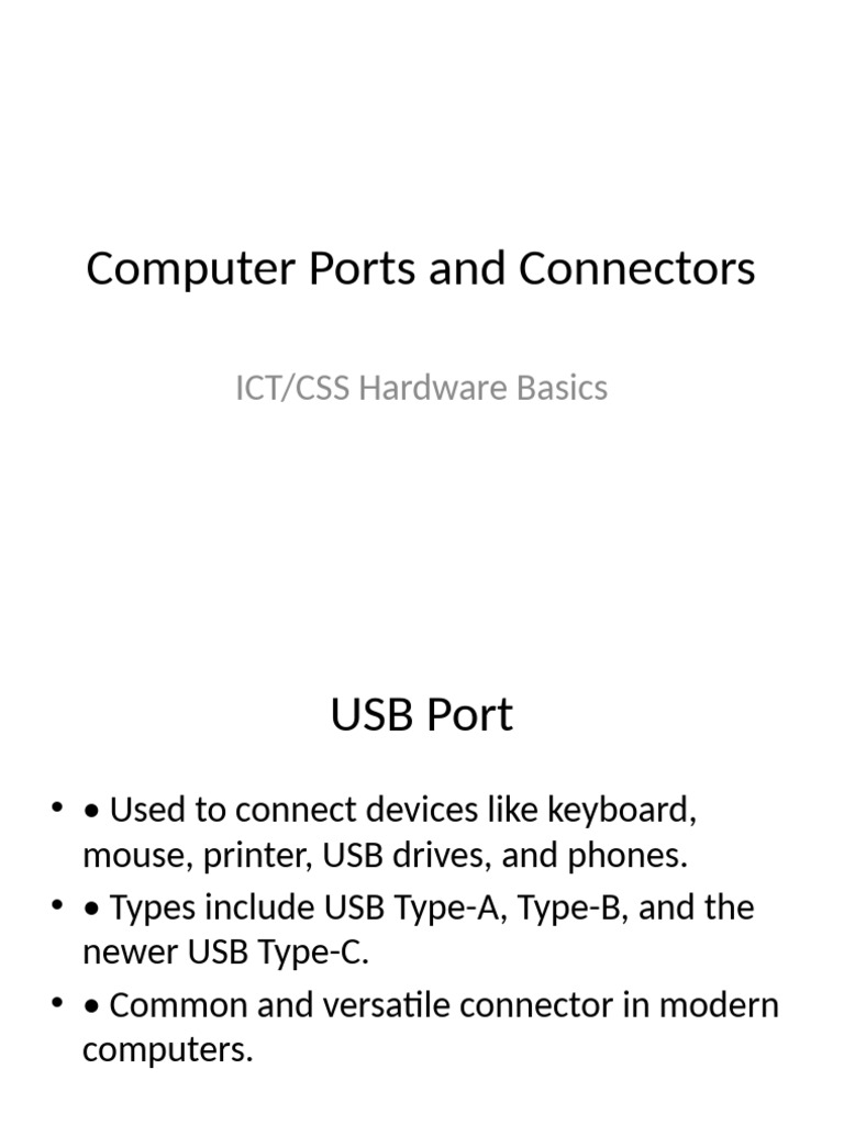 Ports - and - Connectors - Presentation - ICT CSS | PDF