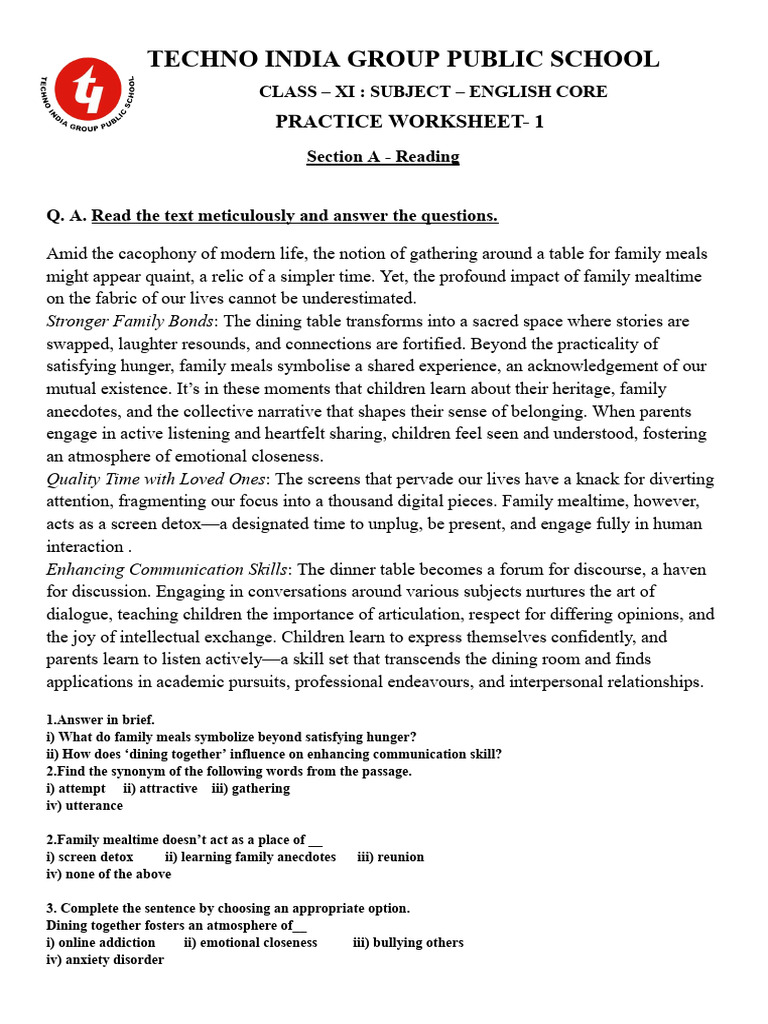 English Core-Practice Worksheet 1 | PDF | Clause