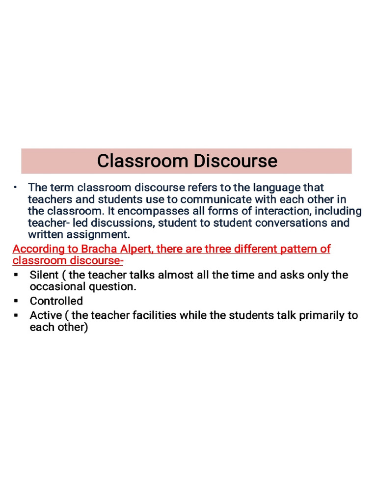 Classroom Discourse | PDF