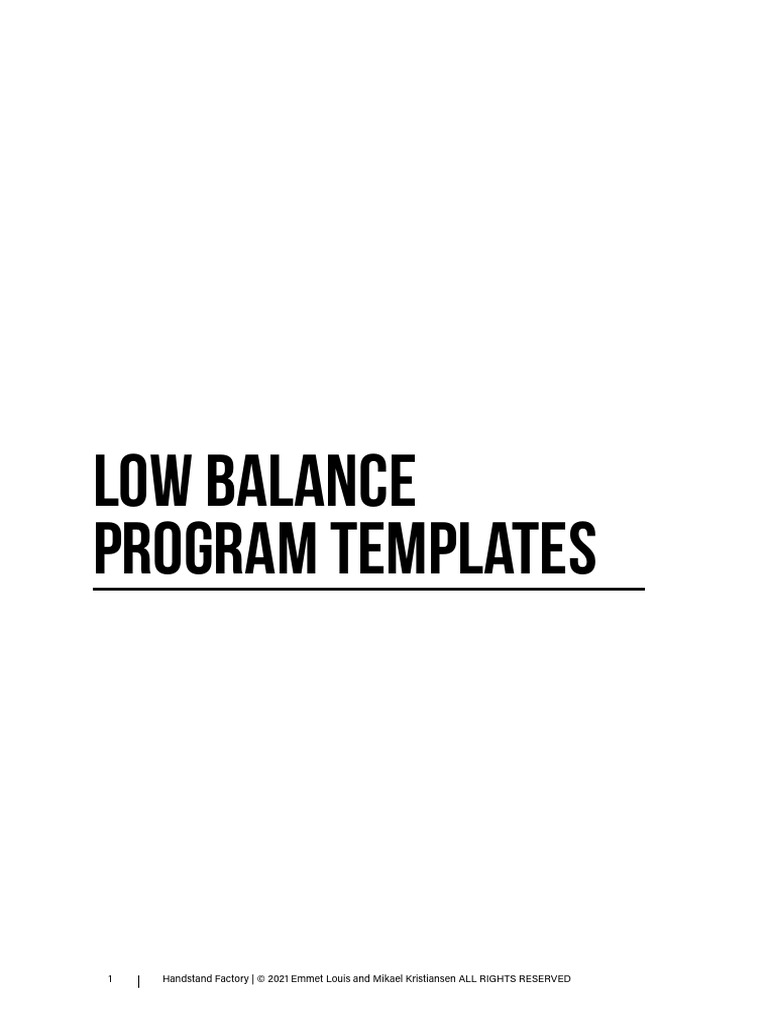 Low Balance Training Program Templates | PDF