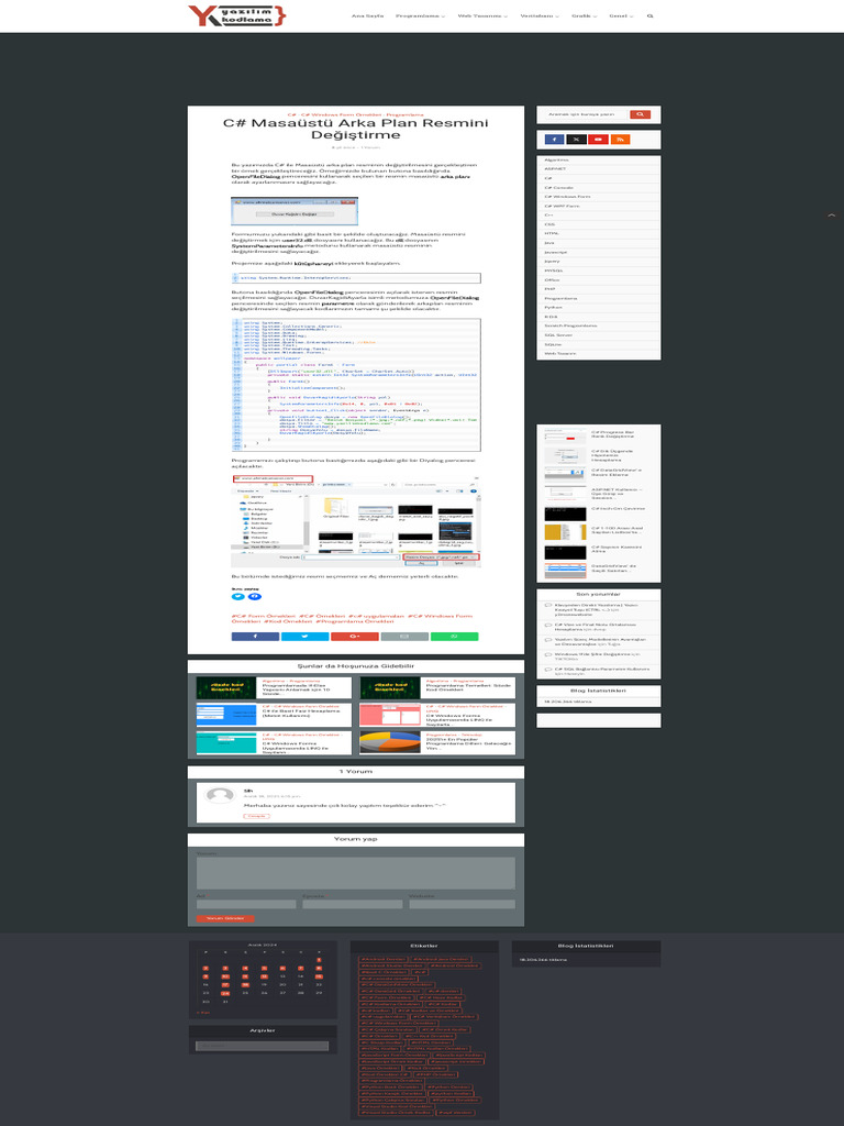 C# Masaüstü Arka Plan Resmini Değiştirme - Web Tasarım & Programlama | PDF
