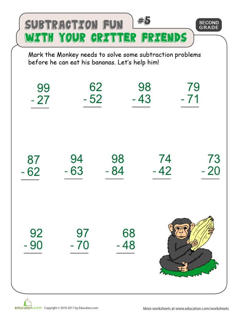 Critter Subtraction Fun 5 | PDF
