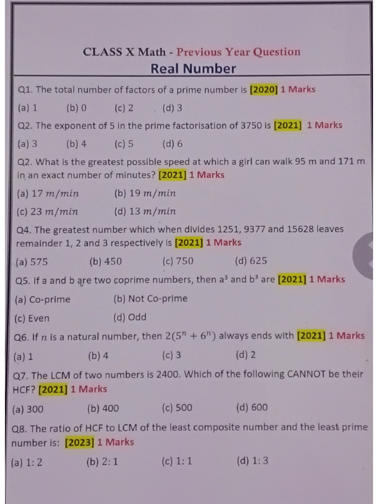 Maths PDF, Pyq All Important, of First 3 Chapters | PDF