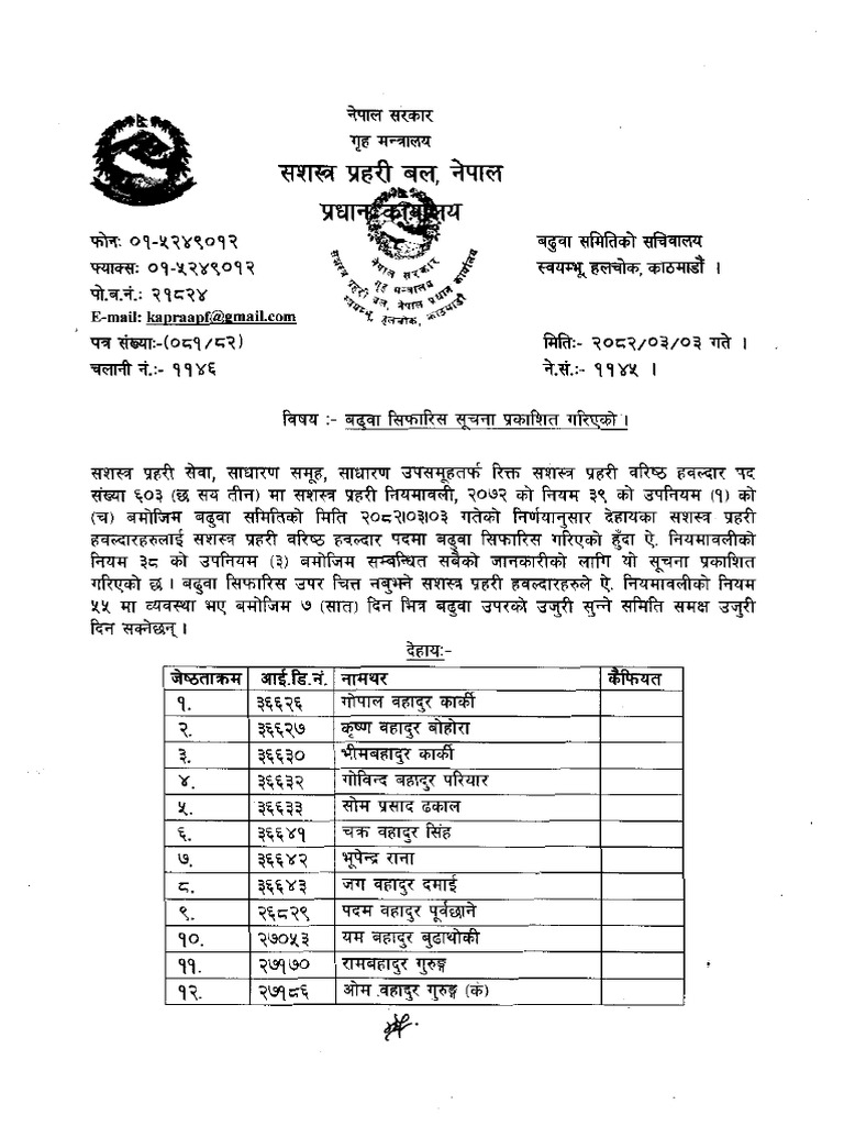 SHC Baduwa Sifaris 2082-03-03 1750173031 | PDF