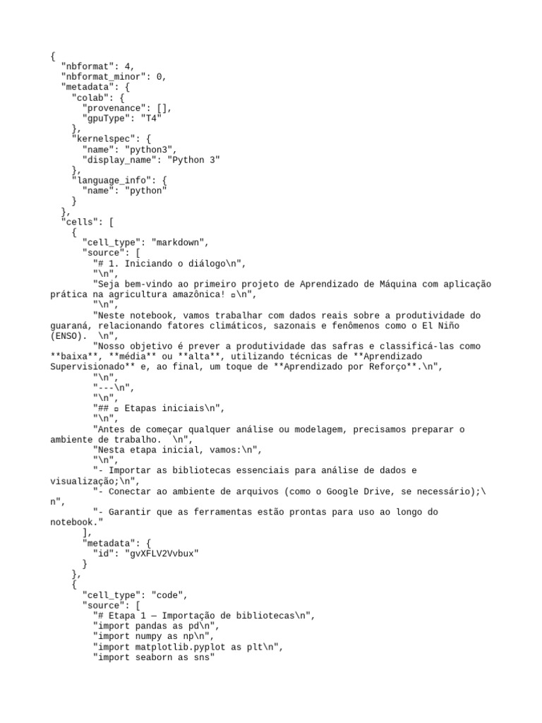 Notebook Experimento Pratico Ia Machine Learning - Ipynb | PDF | Clima | Agricultura