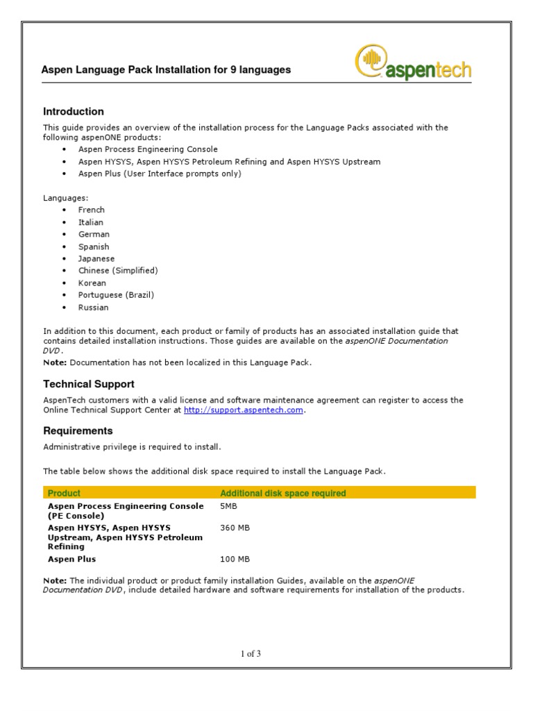 Aspen Language Pack Install Guide | PDF | Command Line Interface ...
