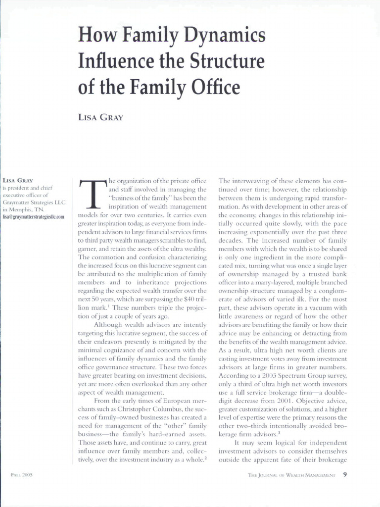 Family Dynamics in Family Offices | PDF | Asset Allocation | Economies