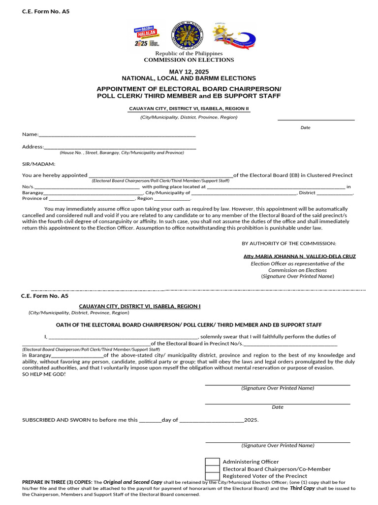 Appointment EBs EB SS NLE 2025 3 | PDF | Democracy | Political Ideologies