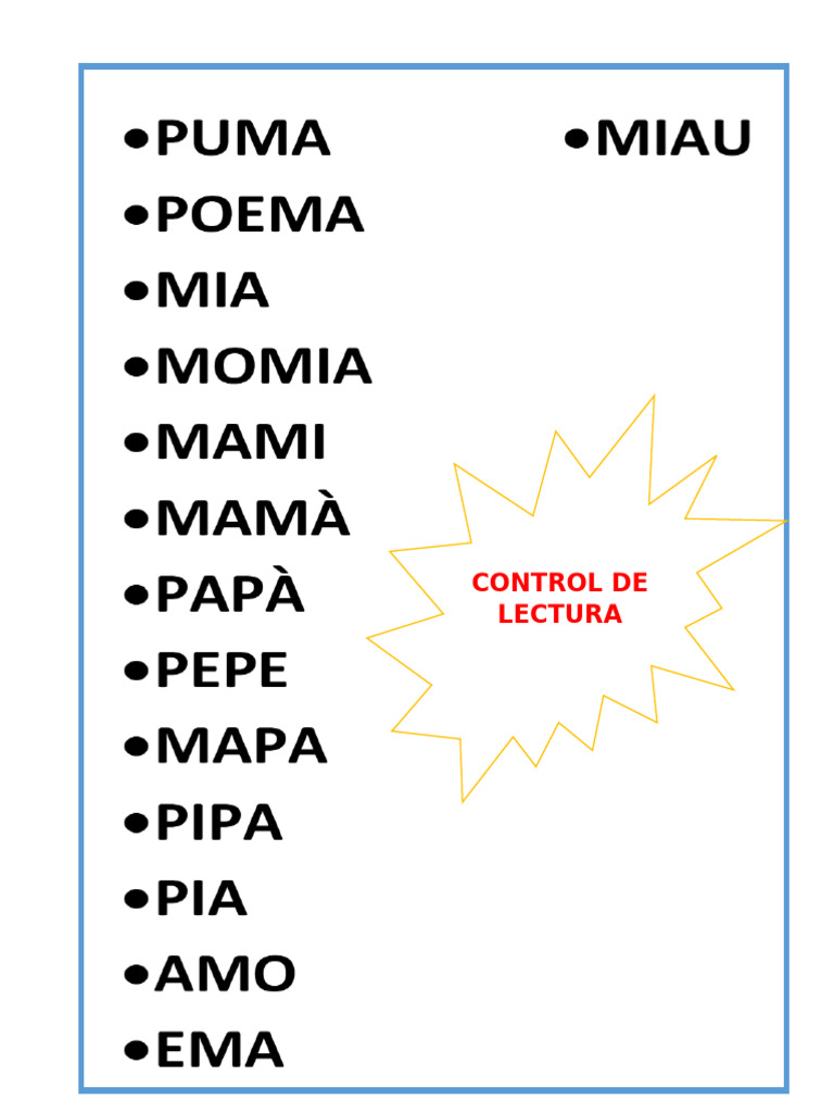 Control de Lectura Con M y P | PDF