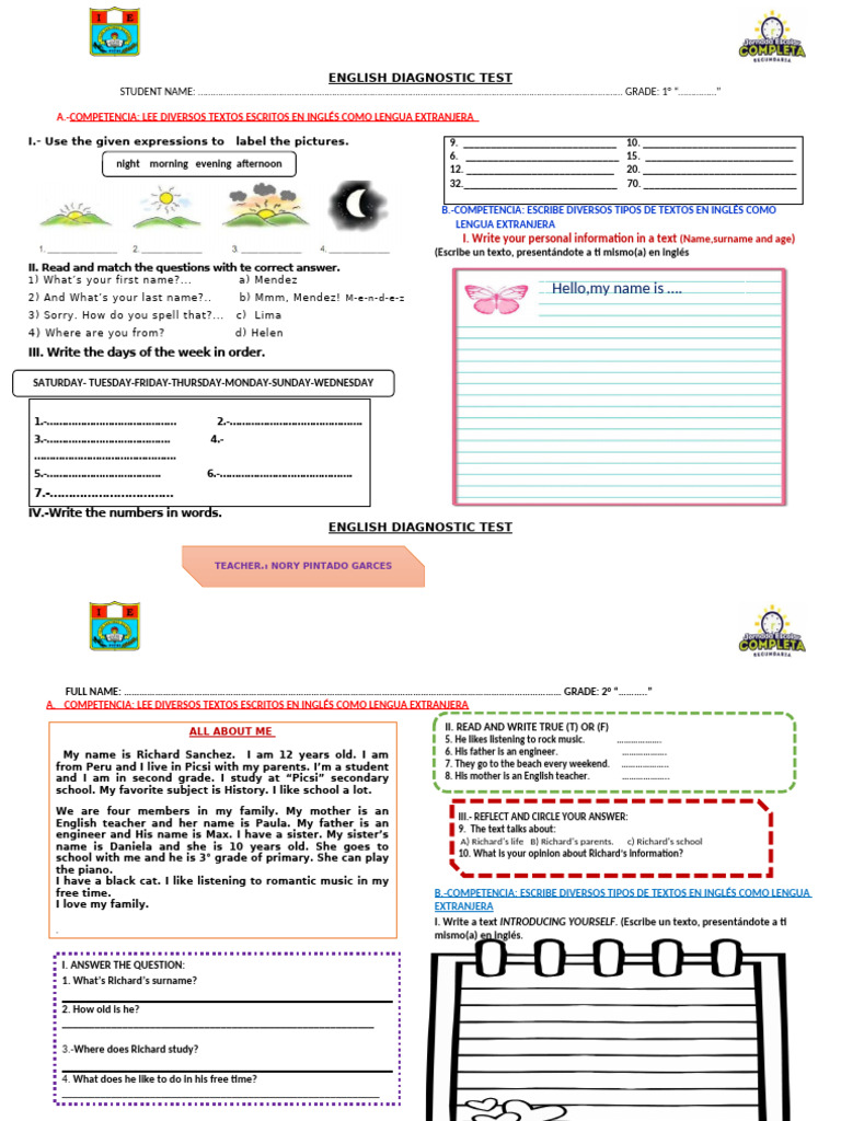 English Diagnostic Test | PDF | Chess Theory | Chess