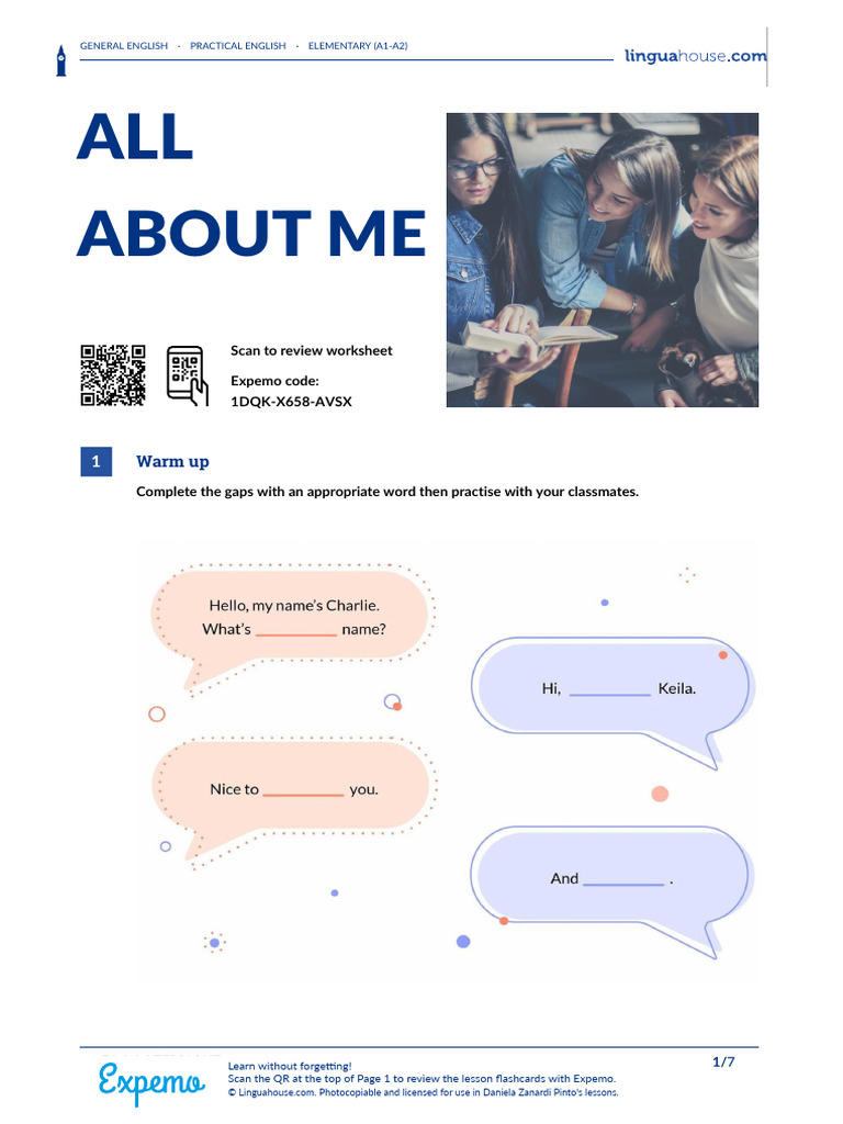 All About Me British English Student | PDF | Question | Linguistics