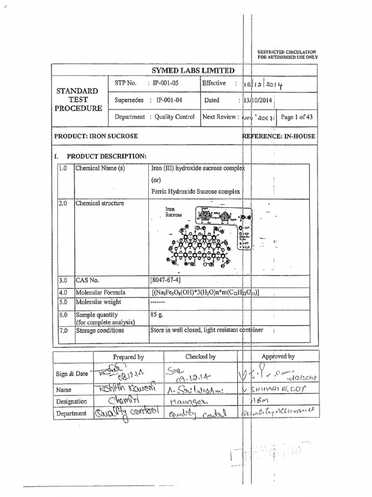 Metodología Hierro Sacarato - SYMED-USP Nov 2015 | PDF