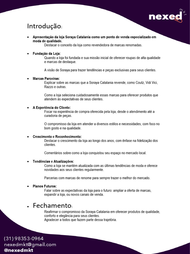 Roteiro Soraya Catalania | PDF