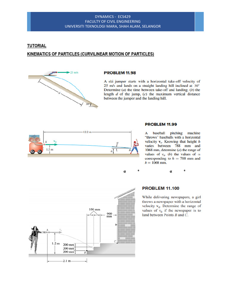 Tutorial (Curvilinear Motion of Particles) | PDF