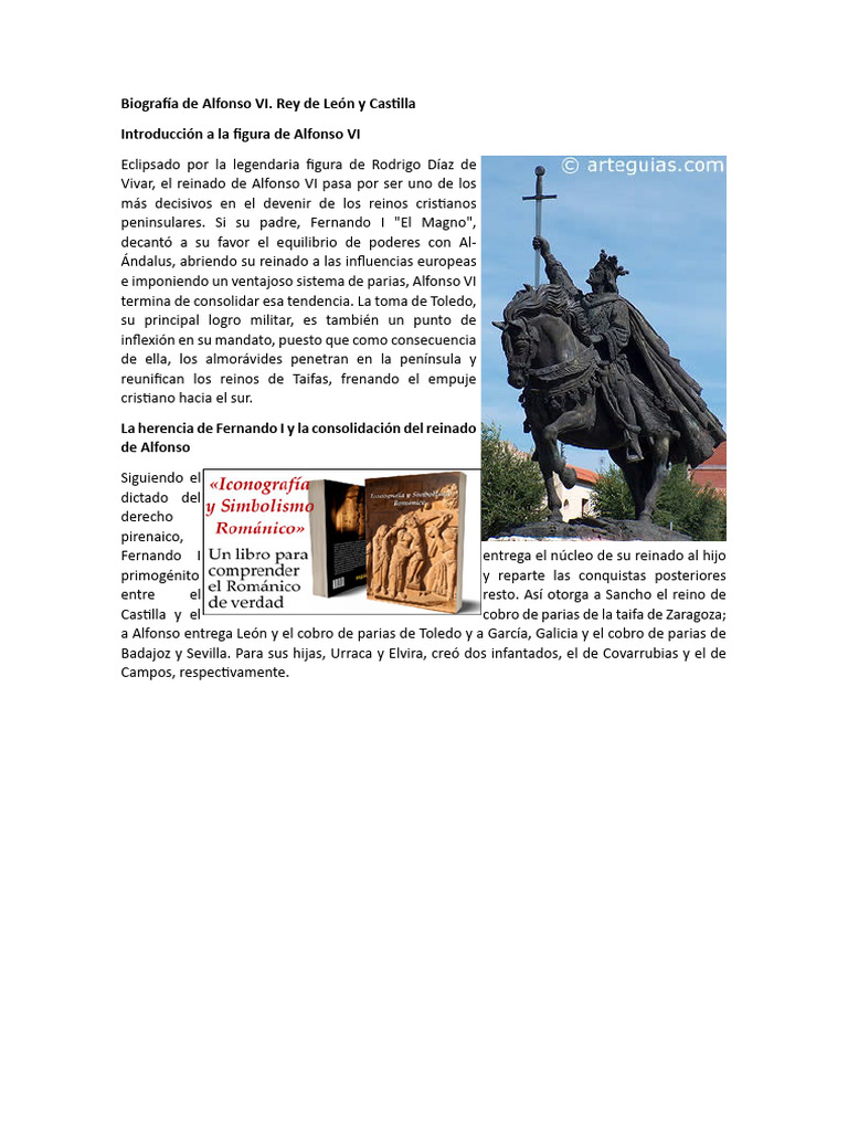 Biografía de Alfonso VI: Rey de León y Castilla | PDF