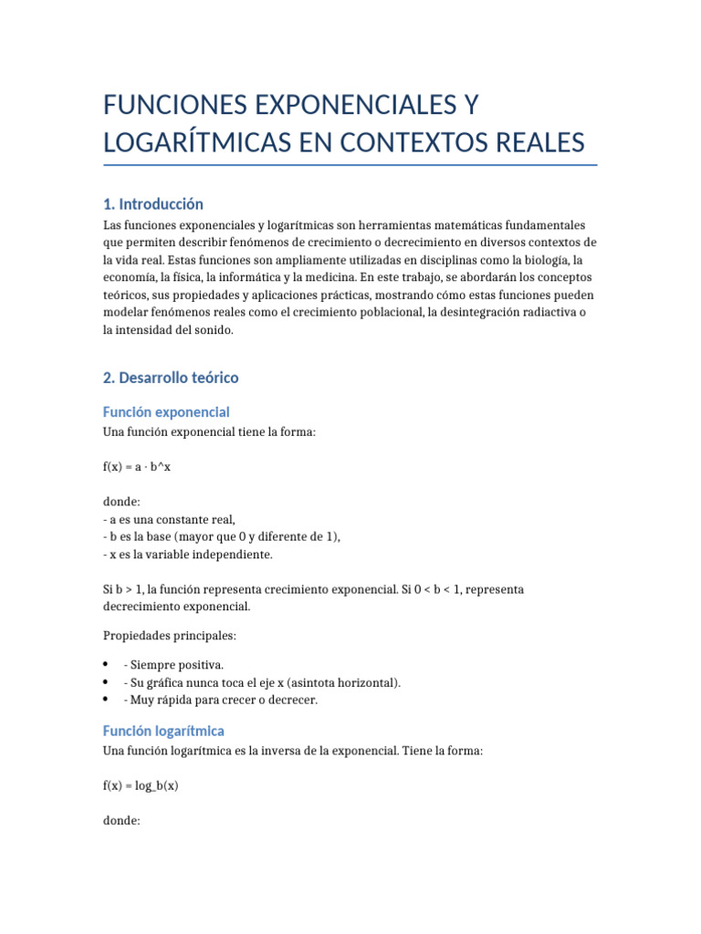 Funciones Exponenciales Logaritmicas | PDF | Funcion exponencial | Logaritmo