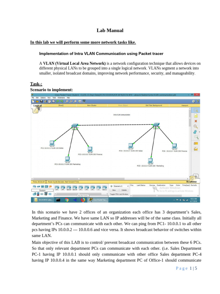 VLAN Communication Using Packet Tracer | PDF | Computer Network | Computer Engineering