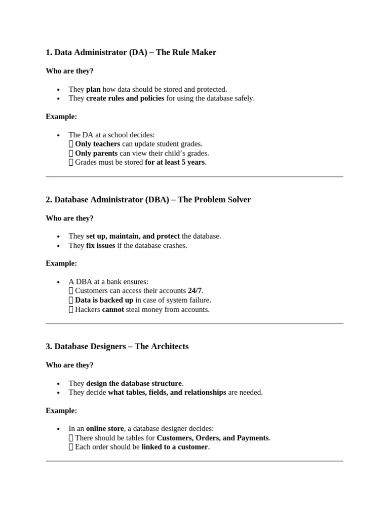 Examples of Roles in DB Environment | PDF
