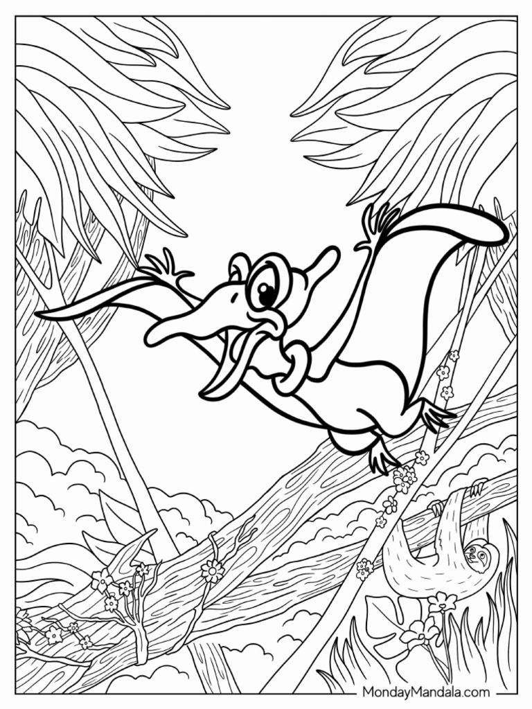Petrie Flying in The Jungle Coloring Page | PDF