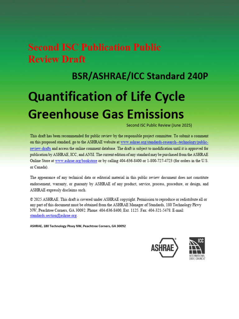 ASHRAE Standard 240P Review Draft | PDF | Life Cycle Assessment ...