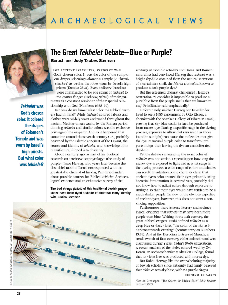 The Color of Tekhelet: Blue or Purple? | PDF