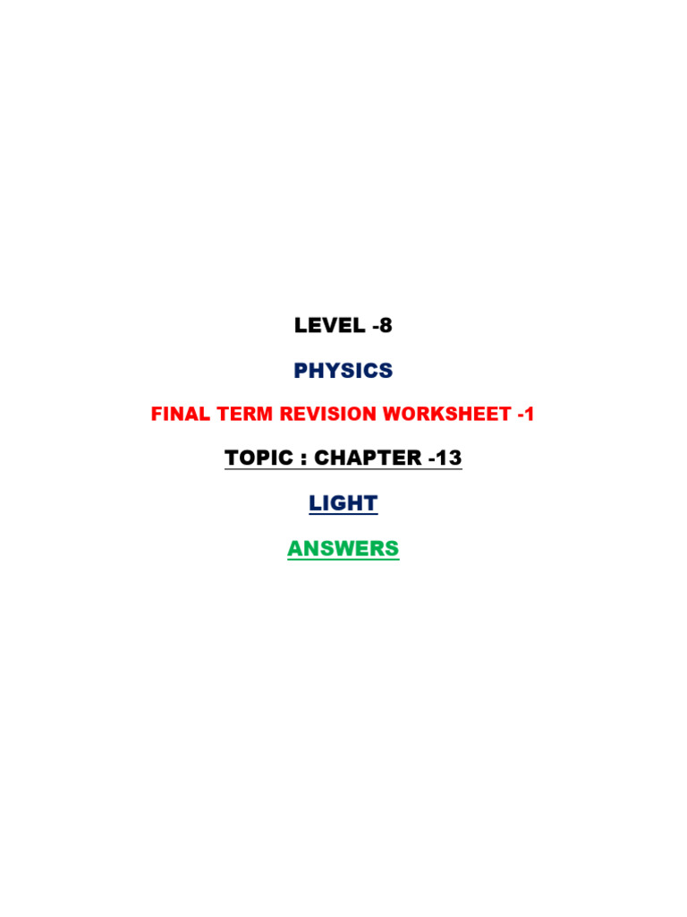 Answers Revision Worksheet 1 1 | PDF | Applied And Interdisciplinary Physics | Electromagnetic ...