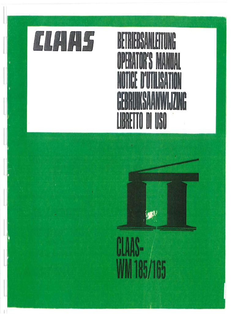 Claas Notice Utilisation WM 185 - 165 | PDF