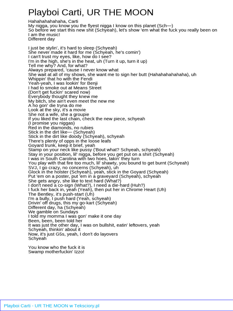 Playboi Carti Ur the Moon | PDF