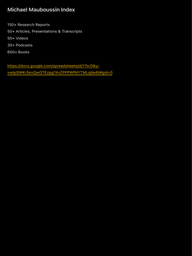 Michael Mauboussin Research Index | PDF