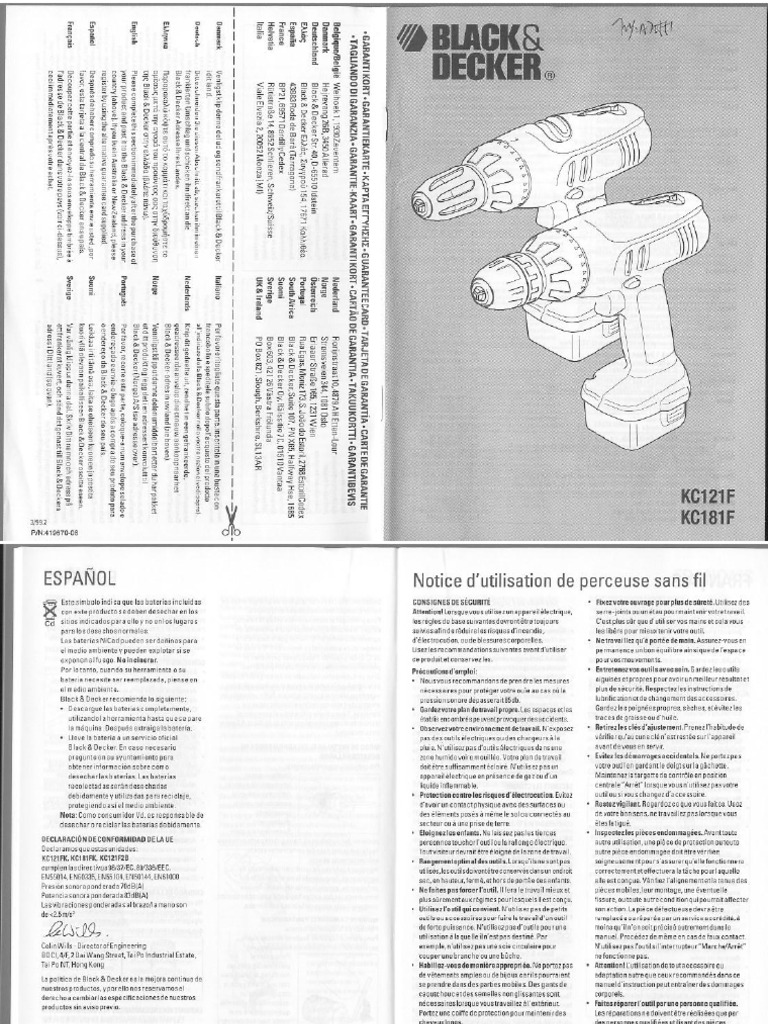 Manuel Perceuse Black Et Decker KC181F | PDF