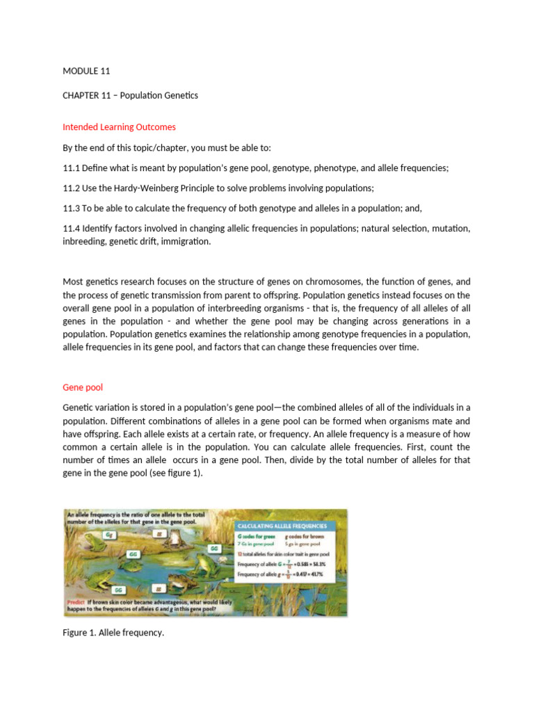 Understanding Population Genetics Concepts | PDF | Allele | Population ...