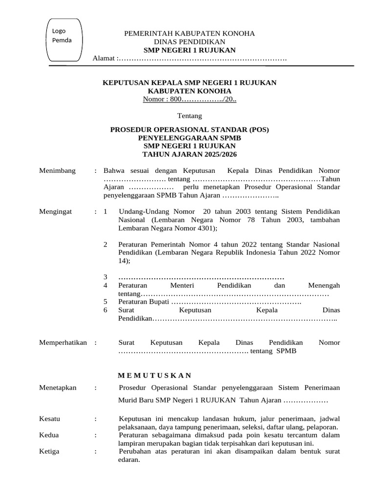 Contoh POS SPMB Konoha | PDF