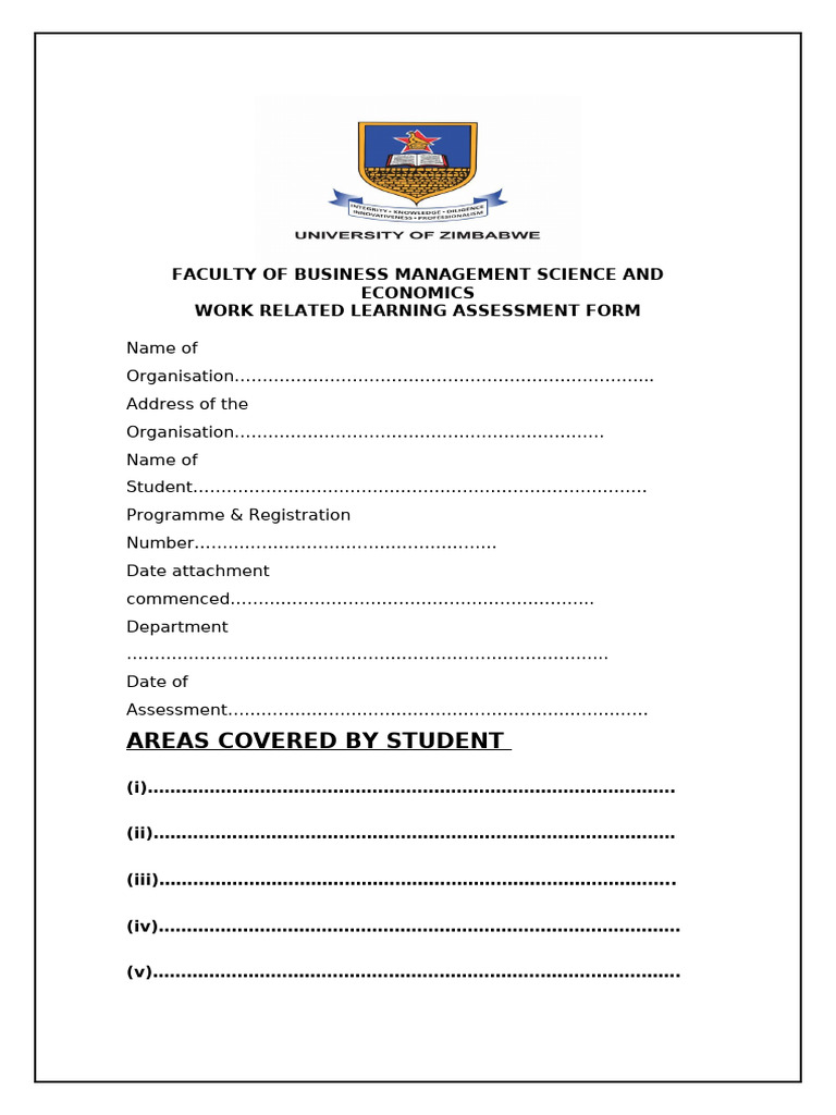 Work Realted Assessment Form Faculty | PDF