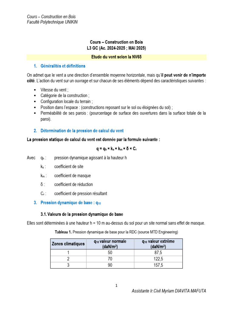 Etude Du Vent_L3_Mai 2025 | PDF | Pression | Plaie