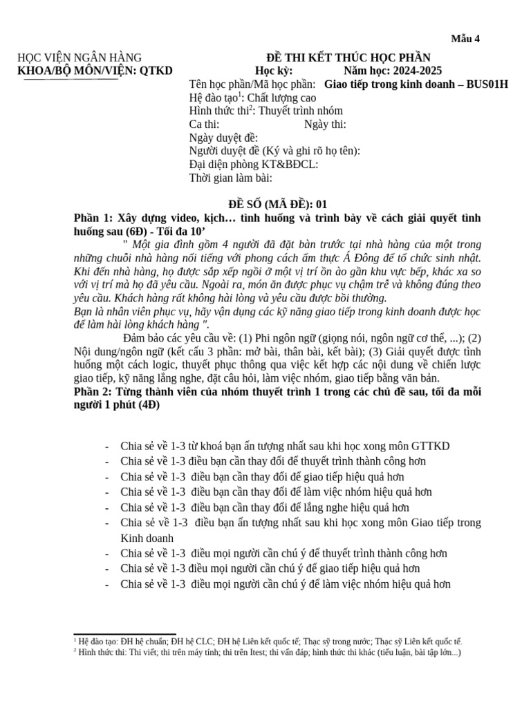 Đề Thi GTTKD CLC 1 | PDF