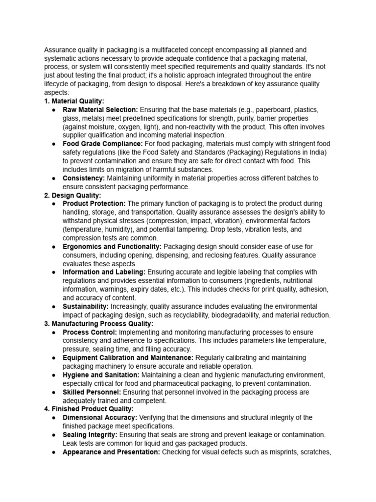 Quality Assurance in Packaging Explained | PDF | Quality Assurance ...