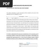 RTE Self Declaration Form for Admission | PDF