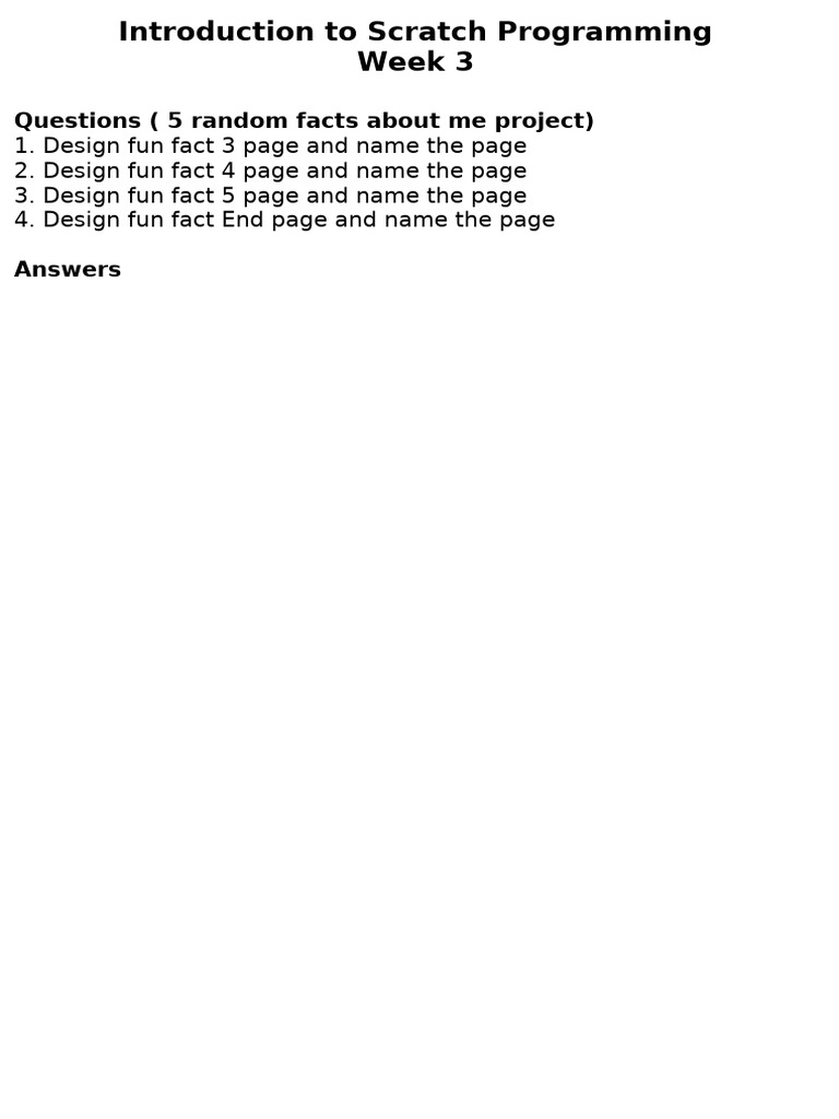 Introduction To Scratch Programming Assesment Week 3 | PDF